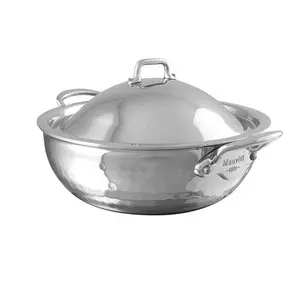 MAUVIEL M'elite 2.1 Quart Splayed Saute Pan & Lid - Silver