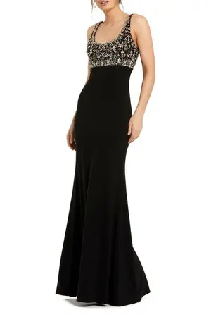 Mac Duggal Sleeveless Embellished Jersey Gown - Black