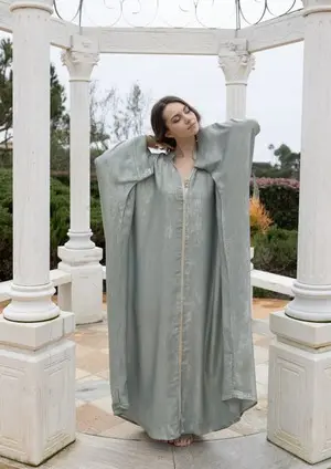 LE FAFO Metallic Silk Kaftan Gown
