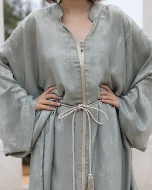 LE FAFO Metallic Silk Kaftan Gown