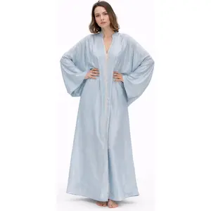 LE FAFO Metallic Silk Maxi Kaftan Gown - Blue
