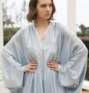 LE FAFO Metallic Silk Maxi Kaftan Gown