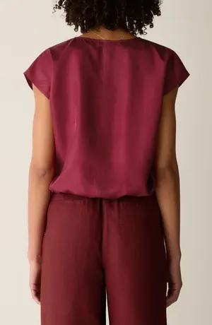 Eileen Fisher Cap-sleeve Satin Shirt