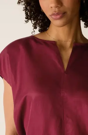 Eileen Fisher Cap-sleeve Satin Shirt