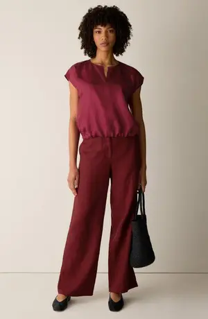 Eileen Fisher Cap-sleeve Satin Shirt