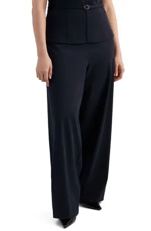 Mango Straight-leg Pull-on Pants - Navy