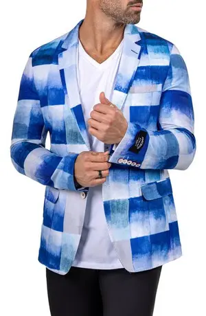 MACEOO Unconstructed Patchwork Blazer - Blue