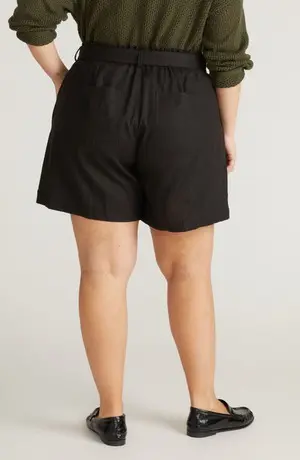 Universal Standard Harbor Stretch Linen Blend Paperbag Shorts