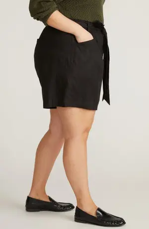 Universal Standard Harbor Stretch Linen Blend Paperbag Shorts