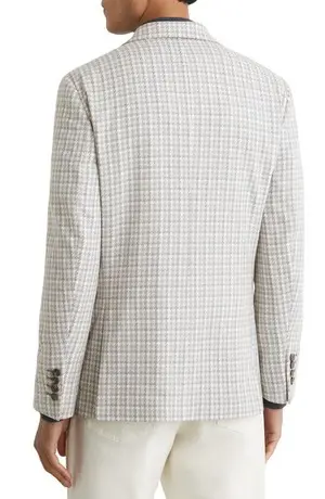 REISS Canty Houndstooth Knit Sport Coat - Soft Grey