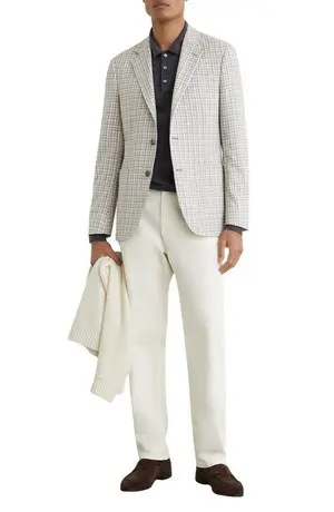 REISS Canty Houndstooth Knit Sport Coat - Soft Grey