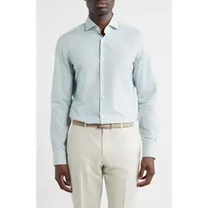 BOSS Hank Kent Slim Fit Cotton Dress Shirt - Open Green