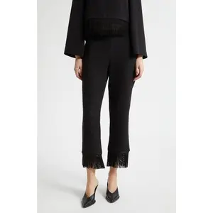 Posse Bianca Fringe Trim Crop Pants - Black