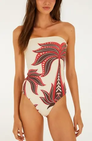 Farm Rio Jainika Garden Strapless One-piece Swimsuit