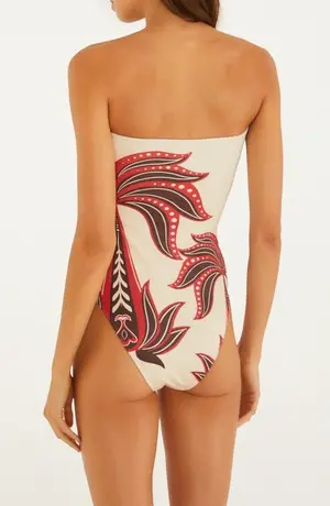 Farm Rio Jainika Garden Strapless One-piece Swimsuit