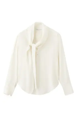Mango Scarf Neck Button-up Top