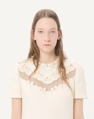 Valentino Garavani Embroidered Crepe Couture Short Dress - Ivory
