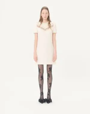 Valentino Garavani Embroidered Crepe Couture Short Dress - Ivory