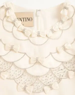 Valentino Garavani Embroidered Crepe Couture Short Dress - Ivory