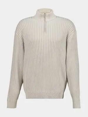 Balenciaga Ribbed Zip-neck Jumper - Grey