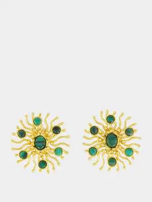 Sylvia Toledano Sunshine Malachite Clip Earrings - Green