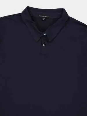 JAMES PERSE Deep Brushed Lotus Cotton Polo - Blue