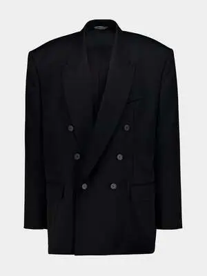 Balenciaga Double-breasted Wool Blazer - Black
