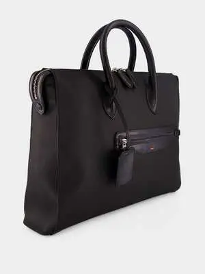 Santoni Leather Laptop Bag - Black