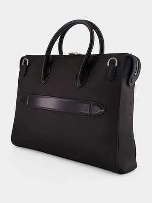 Santoni Leather Laptop Bag - Black
