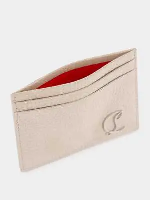 CHRISTIAN LOUBOUTIN Mooncrest Grained Leather Card Holder - Beige