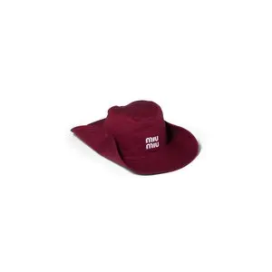 Miu Miu Drill Hat - Burgundy/white