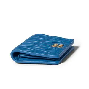 Miu Miu Small Matelassé Nappa Leather Wallet - Wave Blue