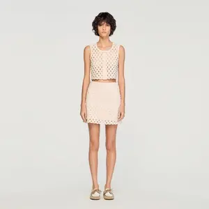 Sandro Beaded Crochet Knit Top