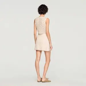 Sandro Beaded Crochet Knit Top