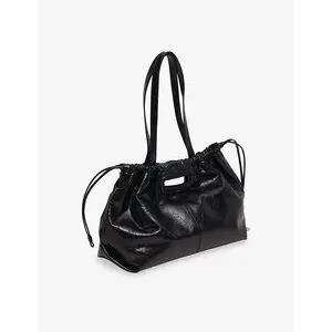 Maje Crackled Leather Tote Bag - Black