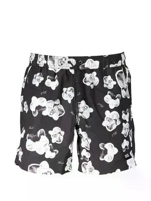 Karl Lagerfeld Floral-print Swim Shorts - Black