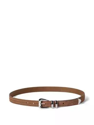 Brunello Cucinelli Reversed Calfskin Belt With Chevron Design - Brown