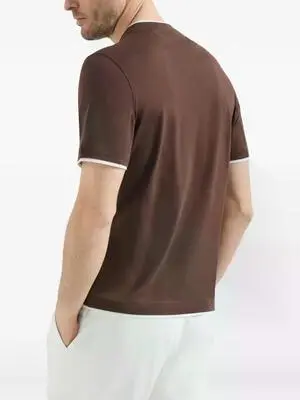 Brunello Cucinelli Cotton Jersey Crew Neck T-shirt With Faux-layering - Brown