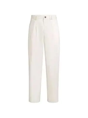 Brunello Cucinelli Pleated Cotton And Linen Canvas Trousers