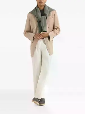 Brunello Cucinelli Pleated Cotton And Linen Canvas Trousers