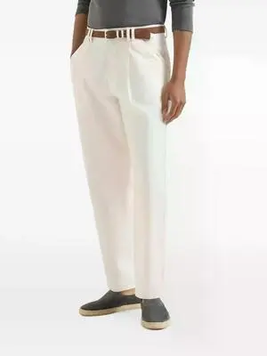 Brunello Cucinelli Pleated Cotton And Linen Canvas Trousers
