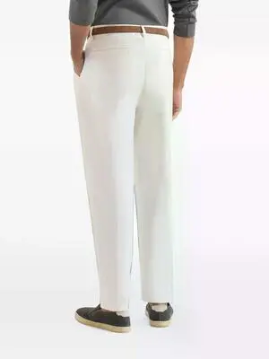 Brunello Cucinelli Pleated Cotton And Linen Canvas Trousers