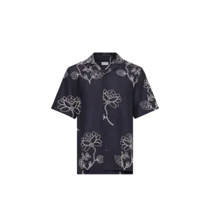 Moncler Embroidered Linen Blend Shirt - Blue