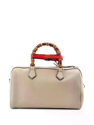 Gucci Diana Nm Bamboo Handle Boston Bag Leather Handbag - Neutrals
