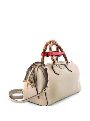 Gucci Diana Nm Bamboo Handle Boston Bag Leather Handbag - Neutrals