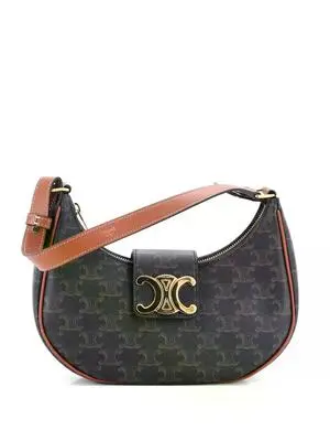 Celine Ava Triomphe Coated Canvas Shoulder Bag - Brown