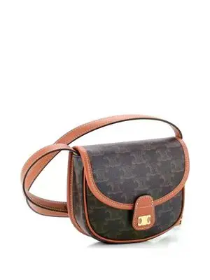 Celine Besace Flap Bag Triomphe Coated Canvas Mini - Brown
