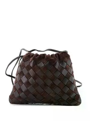 Bottega Veneta Intrecciato Leather And Suede Small Crossbody Bag - Brown