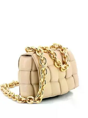 Bottega Veneta Cassette Chain Padded Maxi Intrecciato Leather Crossbody Bag - Neutrals
