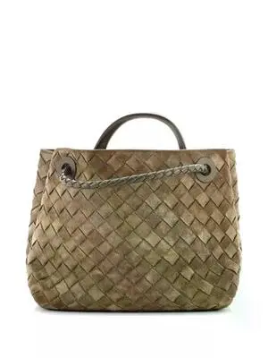 Bottega Veneta Andiamo Top Handle Bag Intrecciato Nappa Small Satchel - Green
